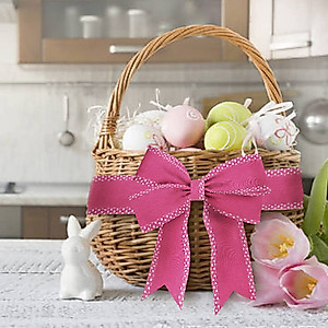 Estivaux Pink Wired Ribbons for Crafting, 2.5 Inch ×10 Yard Pink Burlap Ribbon Bows Wedding Easter Ribbon Holiday Craft Ribbon Birthday Wired Edge Ribbons for Gift Wrapping Decorations