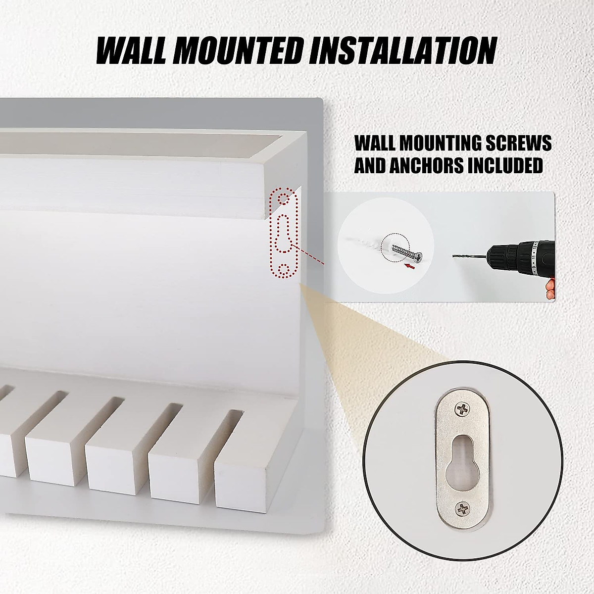 Yamahiko Belt Storage Organizer for Closet, Belt Hanger Wall Mounts with Double Shelving Platform, Universal Belt Rack Holder for Closet, Wall Closet Organizer Belt Hanger Rack for Men Women, White