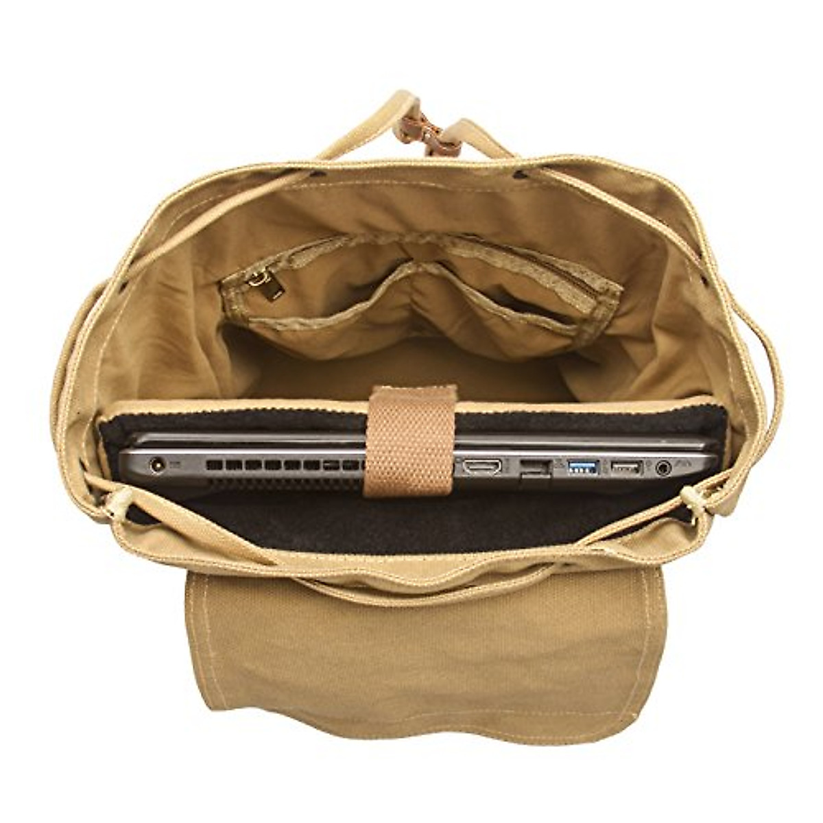 Sweetbriar Vintage Canvas Backpack, Tan - Protects Laptops up to 15.6 Inches