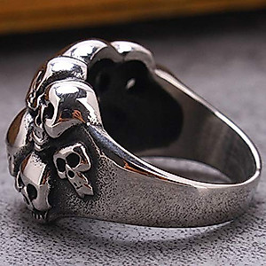 Jude Jewelers Stainless Steel Gothic Skull Vintage Antique Style Biker Cocktail Party Ring (Silver, 10)