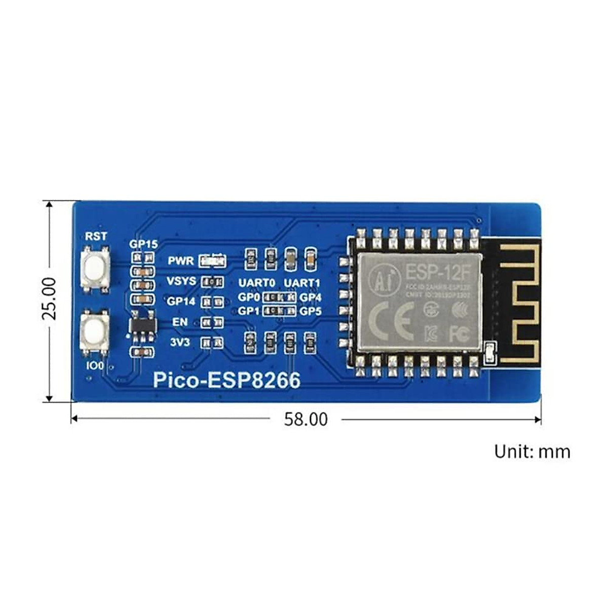 UART ESP8266 WiFi Module for Raspberry Pi Pico Supports TCP/UDP Protocol