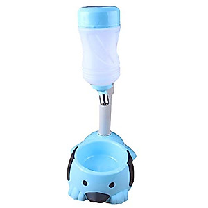 Ochine Pet Standing Water Dispenser Cat Dog Standing Bowl with Detachable Pole Automatic Feeding Water Height Adjustable Drinking Bottle Feeder for Small Cats Dogs