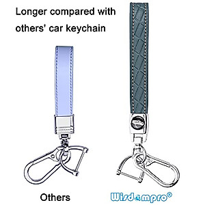 Wisdompro Microfiber Leather Car Keychain, Universal Key Fob Keychain Leather Key Chain Holder with 3 Keyrings and 1 Screwdriver for Men and Women - Blue-gray