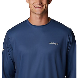 Columbia Men's Terminal Tackle PFG Carey Chen Long Sleeve, Carbon/Ancient Fossil Inshore Trio, Large