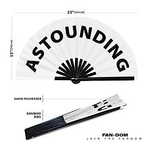 Astounding hand fan foldable bamboo circuit hand fan funny gag slang words expressions statement gifts Festival accessories Rave handheld Circuit event fan Clack fans (White)