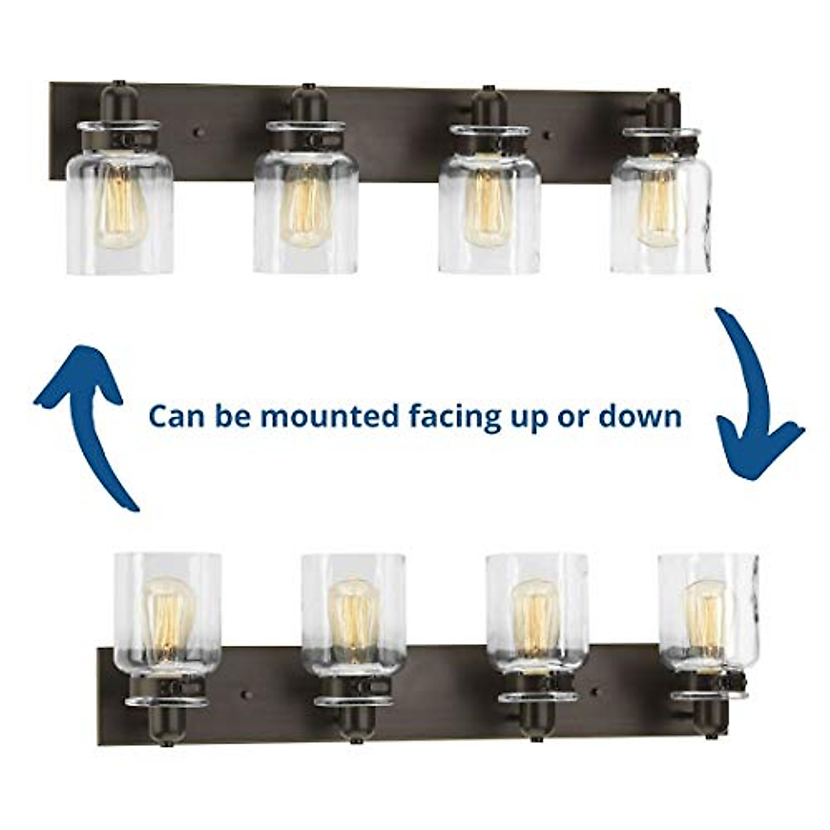 Calhoun Collection 4-Light Clear Glass Farmhouse Bath Vanity Light Antique Bronze
