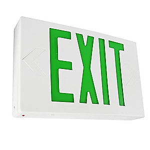 eTopLighting LED Exit Sign, Emergency Light, Green Lettering in White Body, Battery Back Up, Extra Face Plate Double Face, Ceiling/Wall Mount, AGG2163