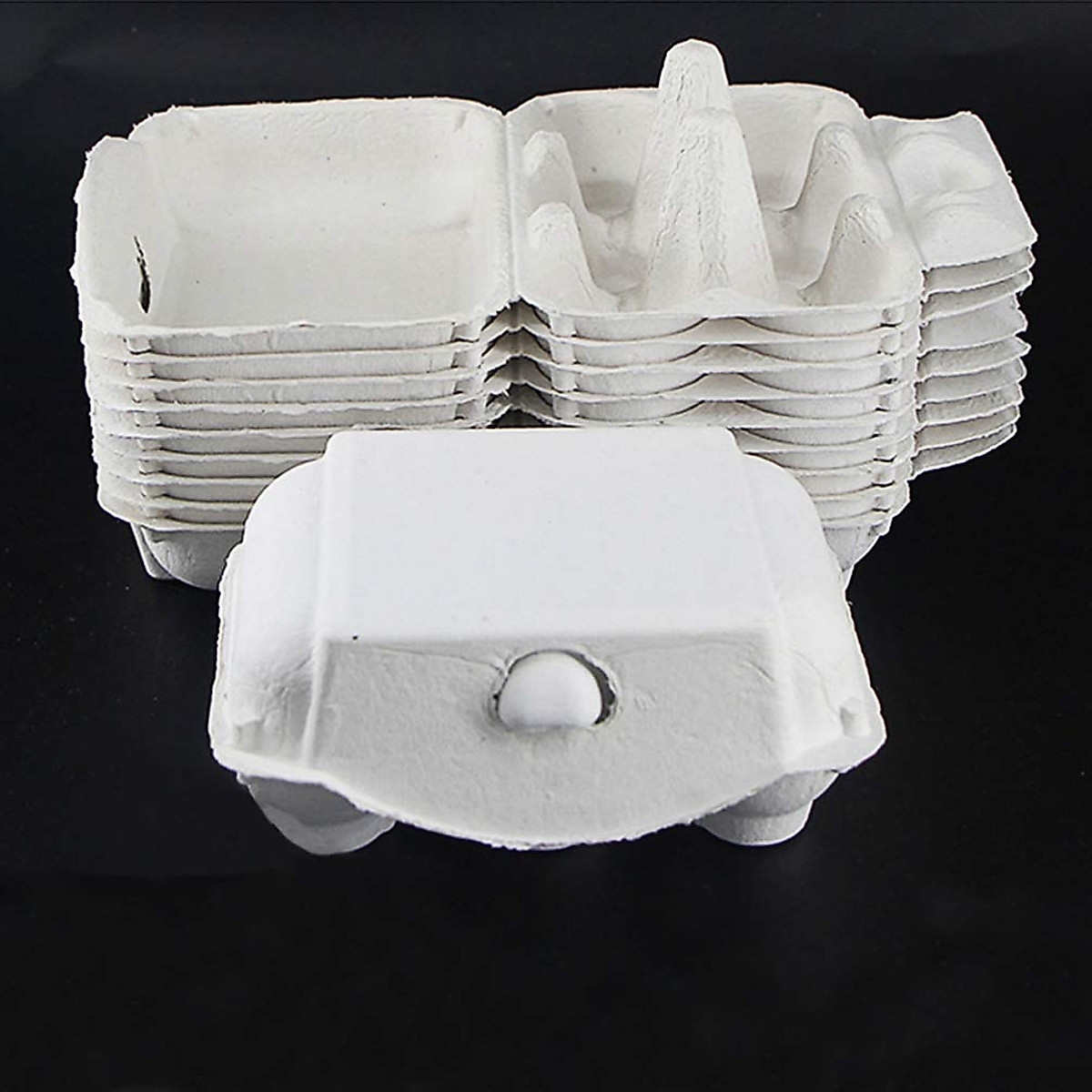 Hemoton 12 Pack Paper Egg Cartons Easter Reusable Egg Storage Natural Pulp Egg Cartons Pulp Fiber Egg Flats for Chicken Eggs Bulk Blank Egg Container Holds 6 Eggs