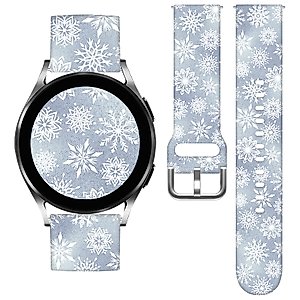 TOXXU Christmas Snowflake Watch Band 20mm Compatible with Samsung Galaxy Watch 5/ Watch 5 Pro / Watch 4/ Watch 4 Classic/ Watch 3/ Watch Active 2/ Watch Active/ Watch for Women Men, Stylish Cute Pattern Xmas Printed Replacement Strap