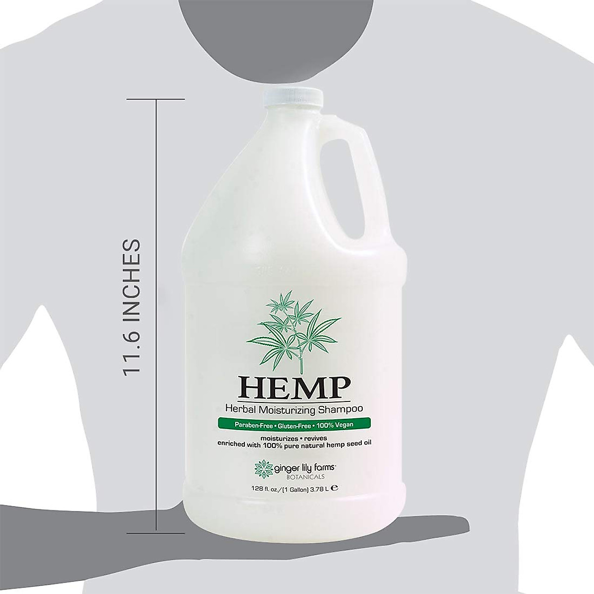 Ginger Lily Farms Botanicals HEMP Herbal Moisturizing Shampoo, Enriched with 100% Pure Natural Hemp Seed Oil, 100% Vegan & Cruelty-Free, 1 Gallon Refill