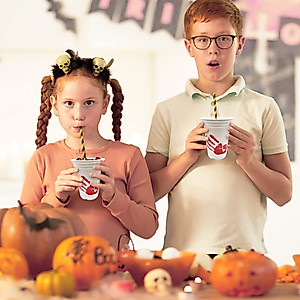 ArtCreativity Blood Print Halloween Party Plastic Cups, Set of 50, 10 oz Halloween Disposable Cups, Halloween Party Supplies and Drinking Decorations, For Juice, Soda, Punch, and More