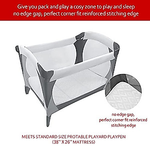 Pack n Play Trifold Mattress Topper, Pack and Play Mattress Foldable with Ultra Soft Jacquard Water-Resistant Playard Playpen Mattress Pad Cover, Mini Crib Mattress 37.5x26x2 Inch