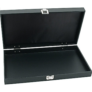 Black Jewelry Display Case (Single Metal Clasp) w/ 1 Tray Insert (Black Foam 72-Slot Ring Display Pad)