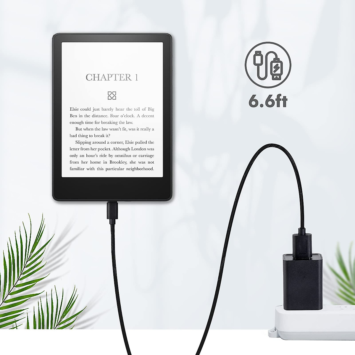 UL Listed Fast Charger for All Kindle Fire Tablets with 6.6Ft USB to Micro-USB and USB-C 2IN1 Nylon Braided Cable (Designed for use with All Fire Tablets and All Kindle E-Readers) (10W)