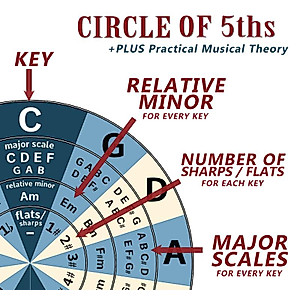 Laminated Viola Fingerboard Note Instructional Chart - Poster includes Circle of 5ths & Nashville Numbering System 11x17 | A New Song Music