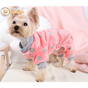Dog Pajamas for Small Dogs Girl Boy Winter Onesies Pjs Cold Weather Puppy 4 Legged Sweater Clothes for Chihuahua Yorkie Teacup Jumpsuit Cute Pet Outfits Apparel Coats (Small, Polka Dot)