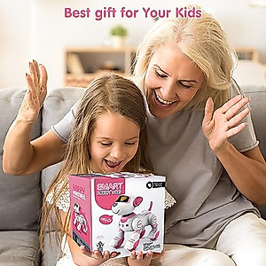 VATOS Remote Control Robot Dog Toy for Kids - Interactive Touch & Follow 17 Functions Robot Dog Pet, Programmable Smart Walking Puppy Intelligent Dancing RC Robot Toys for Girls 3-12 Birthday Gifts