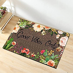 Funny Doormat Custom Indoor Doormat -Good Vibes Only Doormat Bath Mat Welcome Mat Funny Front Door Mats Home and Office Decorative Entry Rug Garden/Kitchen/Bedroom Mat Non-Slip Rubber 23.6 x15.7 Inch