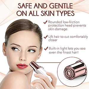 Facial Hair Removal for Women(Newest), Electric Painless Facial Hair Remover, Hair Removal Device for Face, Lip, Chin with 2 x Replacement Heads