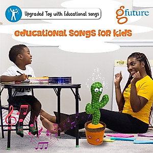 GFUTURE Dancing Cactus Mimicking Toys for Babies and Kids, Repeat What You Say Sunny Cactus Plush Toy with Kids Friendly 75 Songs and Music Kids Adjust Volume 12 Inches, USB Charger