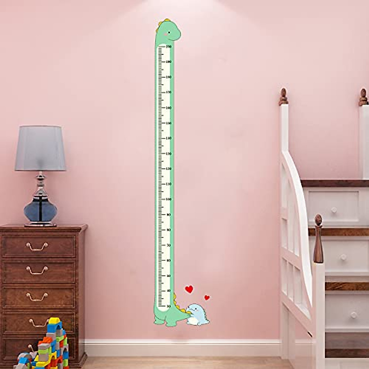 SUPERDANT 2 Sheets/Set Cartoon Height Growth Chart Wall Sticker Green Cute Cartoon Dinosaur Self-Adhesive Height Wall Decal for Play Room Nursery Bedroom Living Room Decor 35"x12"