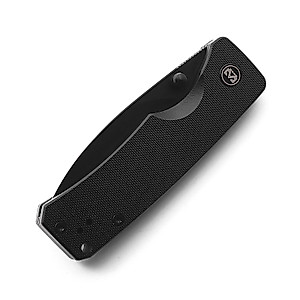 Miguron Knives M Pelora Pocket Folding Knife,3.18" Black PVD14C28N Blade Black G10 Handle With Titanium Pocket Clip,Camping Hiking Knife MGR-804BK