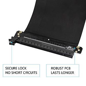 SinLoon PCI-E Express X16 Riser Extend Card PCIE 3.0 Cable Card Extension Port Adapter High Speed Riser Card Compatible with GTX RTX Series, Radeon Series Graphics Card (Balck 100mm)