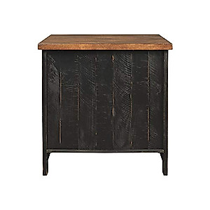 Signature Design by Ashley Valebeck Farmhouse Rectangular End Table with Storage, Distressed Brown & Black Finish