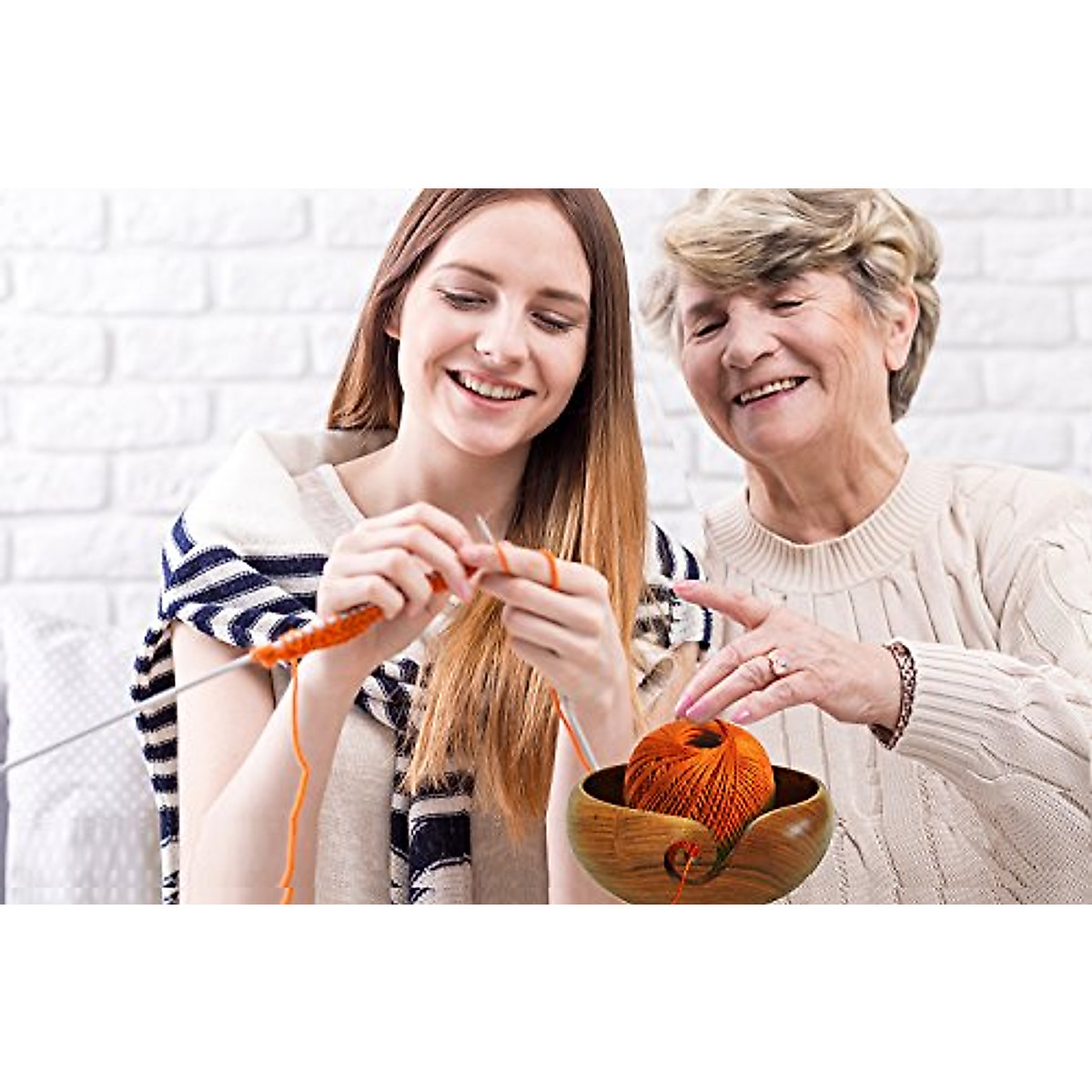 Stitch Happy Yarn Bowl Handmade Extra Large Sheesham Wood with Elegant Design