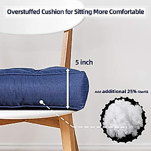 Ohuhu Seat Cushion Set of 2, Large 19"x19"x5" Outdoor Patio Chair Cushions with Straps, Water-Resistant Tufted Square Furniture Cushion, Floor Pillow Office Chairs Pads Couch Cushions Replacement