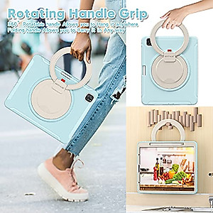 BATYUE iPad Pro 12.9 Case - Rugged Protective Case for iPad Pro 12.9-inch 6th/ 5th/ 4th/ 3rd Generation 2022/2021/ 2020/2018, iPad Pro 12.9 Cover with Pencil Holder/ 360° Swivel Stand - Frozen Blue