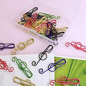 100Pcs Music Multicoloured Metal Paper Clips, Cute Metal Musical Notes Shaped Bookmark Clips for Student Kids Gift Notebook Office Accessories Document Organization