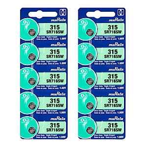 Murata 315 Battery SR716SW 1.55V Silver Oxide Watch Button Cell (10 Batteries)