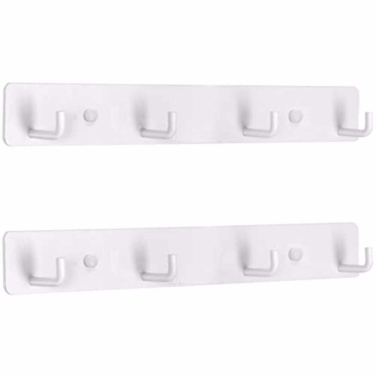 Lwenki 2PCS Key Holder for Wall, Black Key Rack with 4 Key Hooks to Hang Keyrings, Dog Leash, Umbrella, Sunglasses – Key Hanger with Mounting Hardware for Glass, Tile and Wood (10.9” x 1.4”) (White)