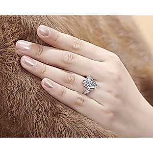 AINUOSHI Rhodium Plated 925 Sterling Silver Marquise Solitaire Cubic Zirconia CZ 3-Stone Anniversary Engagement Wedding Ring (6.5)