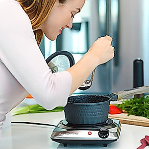 Ovente Electric Single Infrared Burner 7 Inch Ceramic Glass Hot Plate Cooktop with 5 Level Temperature Control & Easy to Clean Stainless Steel Base, Compact Stove for Home Dorm Office, Silver BGI101S