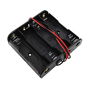Lysee 3D Printer Parts & Accessories - 4 x AA Battery Holder with 6'' Cable Lead for 4pcs AA Batteries for Soldering Connecting Black