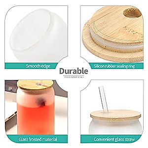 WHEATHUSK 20 Pack Sublimation Glass Cups Frosted 16oz Blanks Sublimation Borosilicate Glasses Tumbler with Bamboo Lids and Straws for Beer, Juice, Soda, Iced Coffee, Drinks