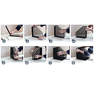 Mesh File Box Magazine Rack Box Book Shelf Storage Bar Rack Metal Disassemble Thicken Freestanding Desk Office Supplies Black 24X29.3X31CM MUMUJIN