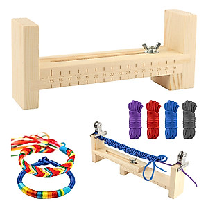 JIANWEI Wooden Jig Bracelet Maker, Paracord Jig Tool, Bracelet Braiding Tool with 4 Rolls Paracord and 4 Buckles, Hand Knitting Kit for Weaving DIY Craft(Wood)