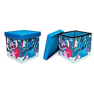 Disney Lilo & Stitch Characters Stitch and Angel 15-Inch Storage Bin Cube Organizers with Lids, Set of 2 | Fabric Basket Container, Cubby Cube Closet Organizer | Toys, Gifts And Collectibles