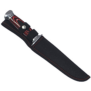 eTradewinds USA Combat Hunting Knife w/Sheath, Pakkawood Handle, & Razor Sharp 420 SS Rust Free Full Tang Fixed Blade (Nylon Sheath) By eT