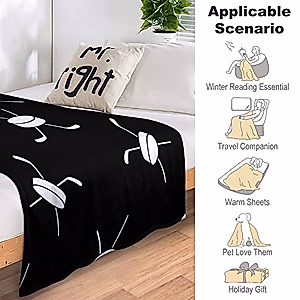 Flannel Blanket Black White Hockey Fleece Blanket Super Soft Throw Blanket for Couch Bed Sofa-Machine Washable 60"x80"