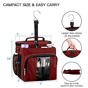 Bukere Portable Shower Caddy College Dorm Room Essential, Shower Caddy Tote Bag for Student, Girl, Women, Separate Compartment, Large Capacity, Quick Dry Mesh Base for Travel, Gym, Camp, Red