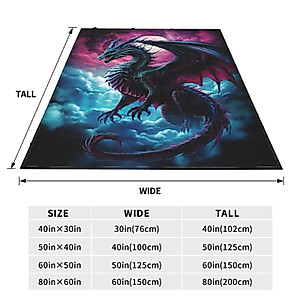 huanxiangouyue Dragon Blanket and Throws Soft Cozy Flannel Dragon Throw Blanket Present for Men Women Funny Dragon Throw Blanket for Couch Bed Dorm 50"x40"