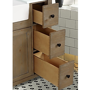 Ari Kitchen & Bath Sally 42" Bathroom Vanity in Weathered Fir, White Engineered Top