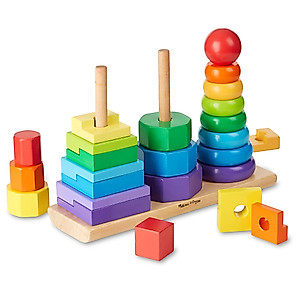 Melissa & Doug Geometric Stacker and The First Years Stack & Count Stacking Cups - Educational Toys for Toddlers