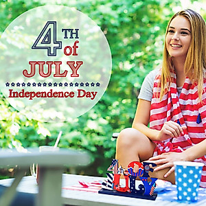 Frienda 3 Pcs 4th of July Table Decoration Patriotic Centerpiece Fourth of July Wooden Sign Independence Day Table Sign American Flag for Freedom Faith Table Decoration for Memorial Day Home Decor