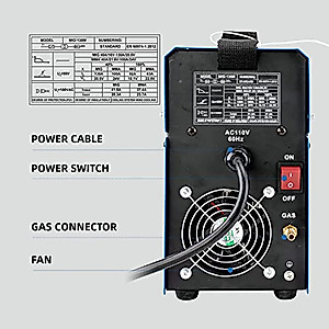 LASTON MIG-135M 110V MIG Welder 3 in 1, 130Amp Flux Core Welder Flux MIG/MMA Welder/Lift TIG,ARC Stick Welder IGBT Digital Display LCD Welding Machine with Electrode Holder, Work Clamp