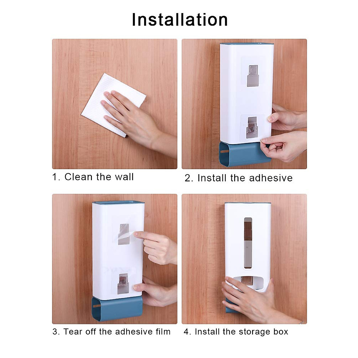 Garbage Bag Holder Kitchen Plastic Bag Holder Garbage Bag Dispenser Storage Box Wall Mount Bag Saver Bag Storage for Plastic Bags (Dark Blue)